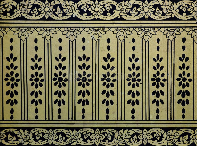 Ancient Floral Pattern Painting on Ceiling Stock Image - Image of ...