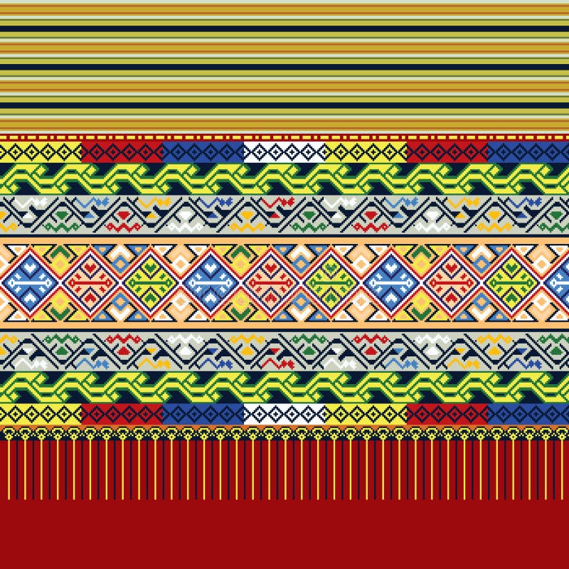 Ancient Thai Handwoven Fabric Patterns 006 Stock Illustration ...