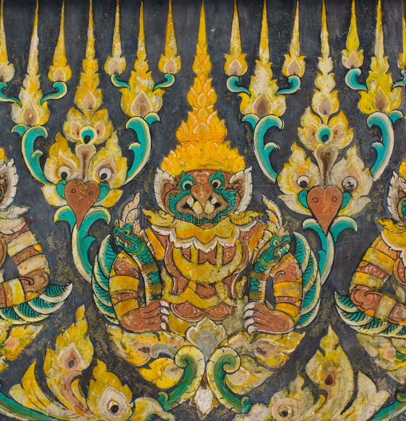 Ancient Thai painting stock image. Image of interior - 34641365