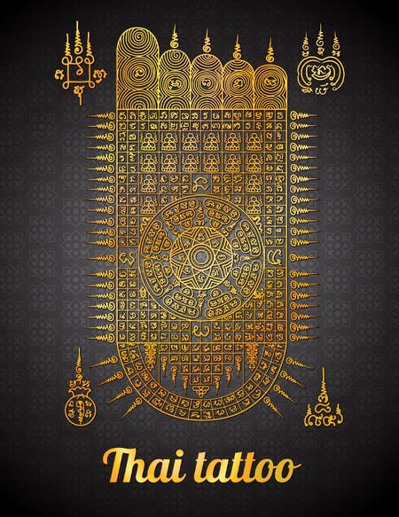 Ancient Thai tattoos stock illustration. Illustration of abstract ...