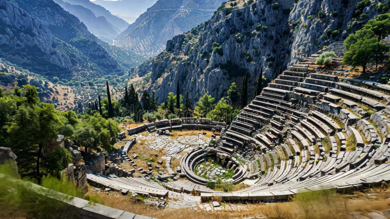 The Ancient Theater in Delphi Showcases Its Remarkable Stone Structure ...