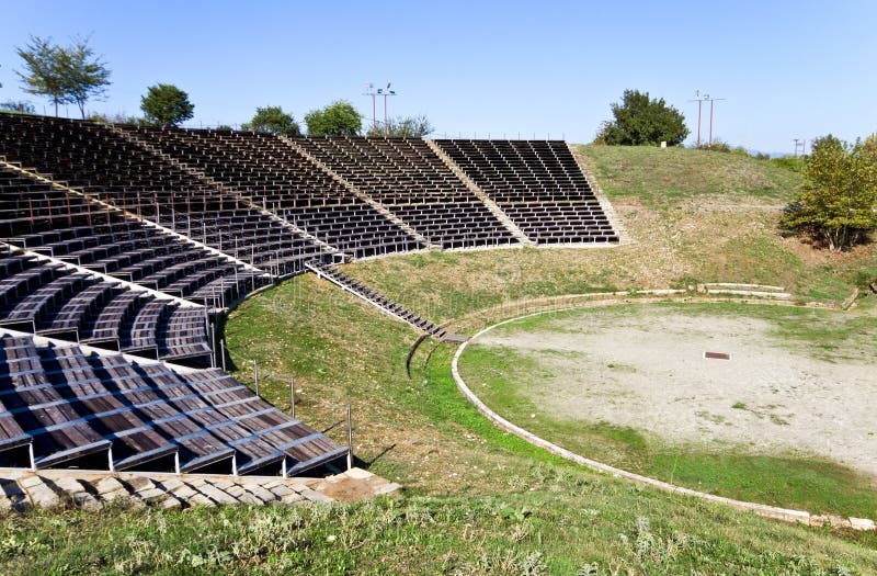 Ancient Theater of Dion at Greece Stock Photo - Image of europe ...