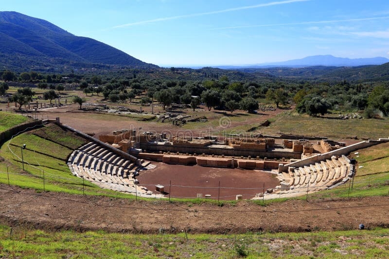 Ruins of Theater in Ancient Messinia, Greece Stock Image - Image of ...