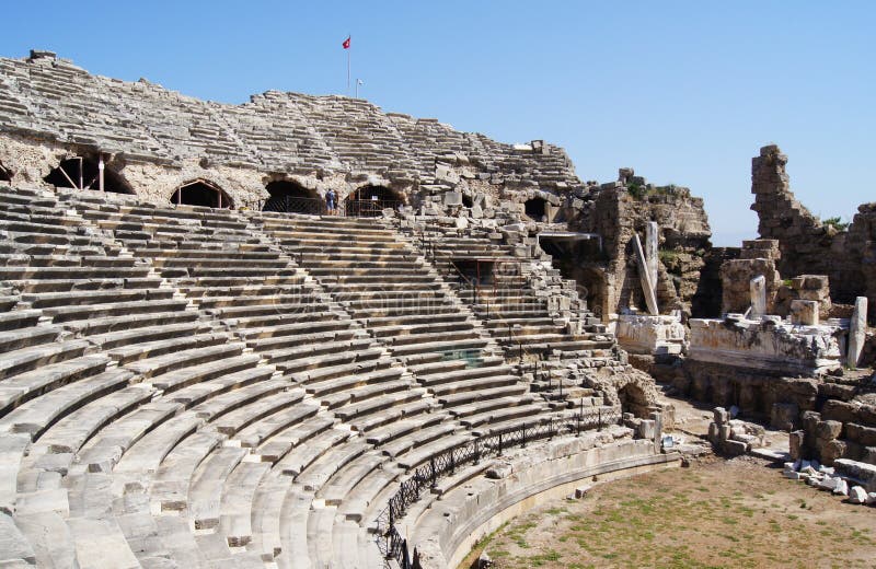 Ancient Theater in Side, Turkey Stock Photo - Image of turkey, ancient ...
