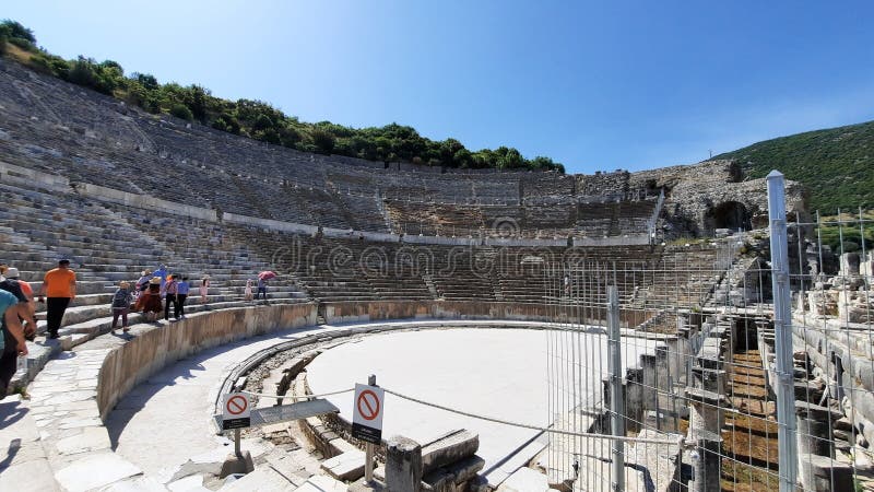 Ancient theatre in Efes editorial stock photo. Image of turkey - 297289238