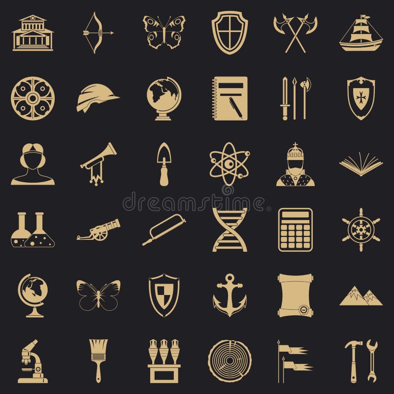 Ancient Thing Icons Set, Simple Style Stock Vector - Illustration of ...