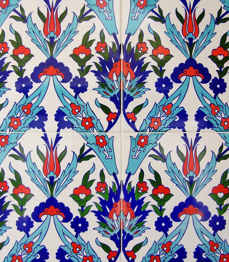 Ancient Tile Pattern on Ceramic Wall in Turkey. Stock Image - Image of ...