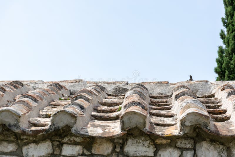 Ancient Tile Roof of the House and the Sky Stock Image - Image of ...