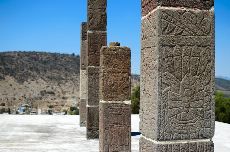 Ancient Toltec Columns with Writing on it Stock Image - Image of ...