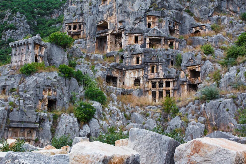 Ancient Tombs in Myra, Turkey Stock Photo - Image of outdoor, antalya ...