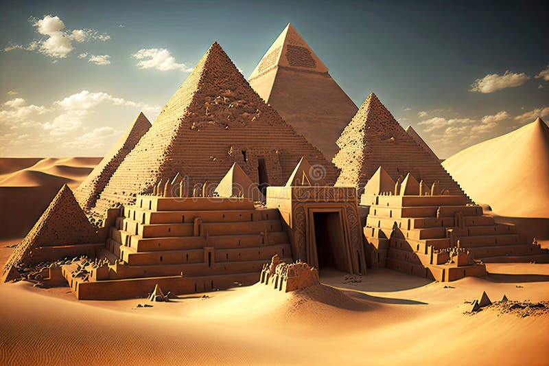 Ancient Tombs for Pharaohs in Form of Egyptian Pyramids Stock ...