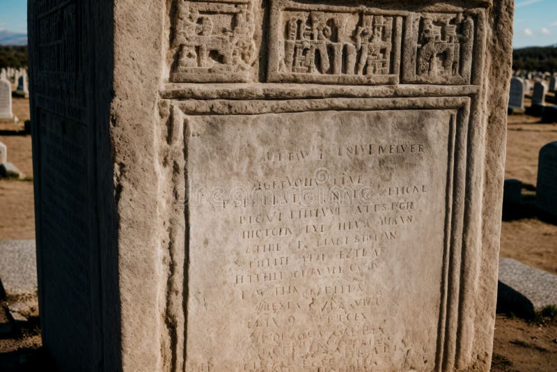 An Ancient Tombstone Inscriptions Weathered and Barely Legible Stock ...