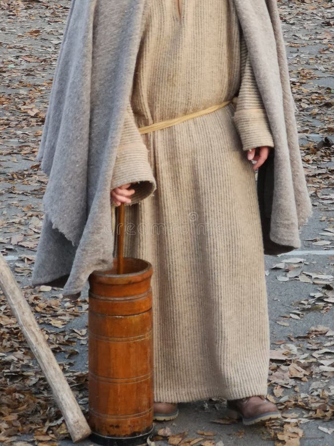 Ancient Tool for Making Butter with Dressed Person Stock Image - Image ...