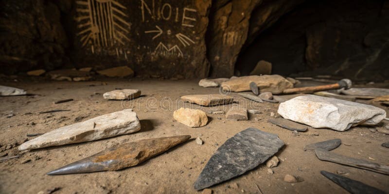 Ancient Tools and Artifacts Scattered on the Cave Floor at a Historic ...