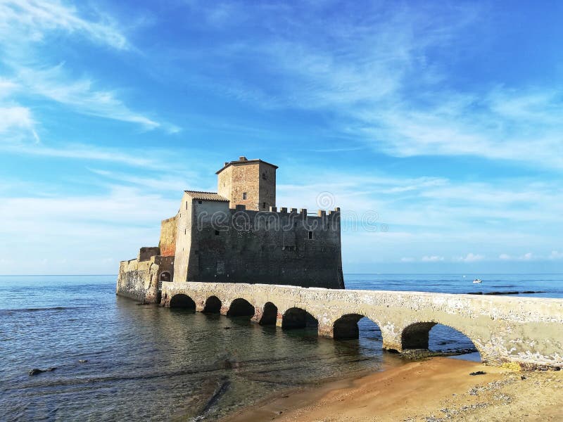 Astura Tower in italy stock image. Image of beach, italy - 130698073