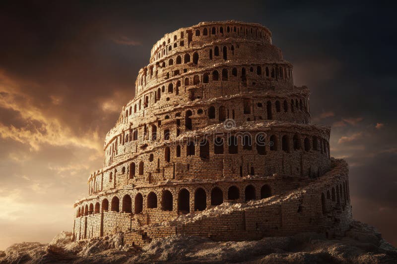 Ancient Tower of Babel Ruins Against Dramatic Sky for Historical ...