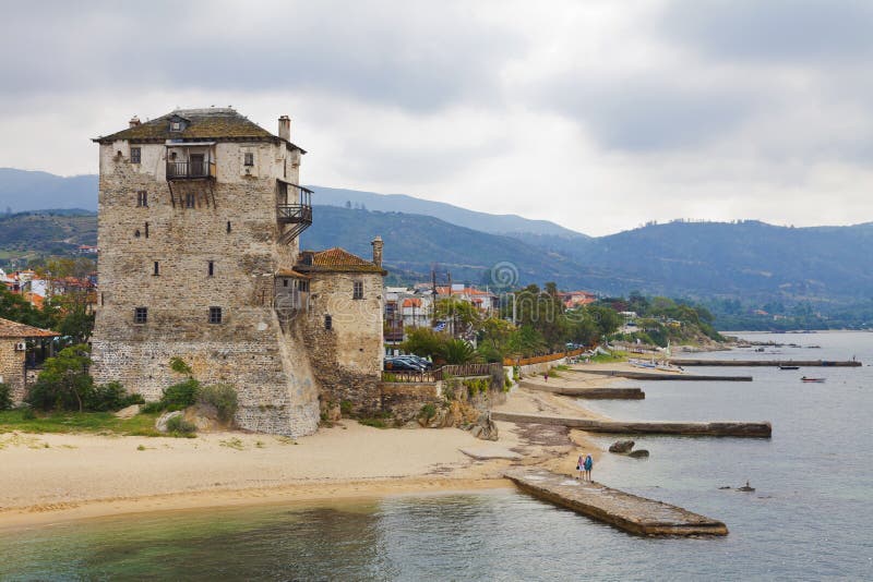 Ancient Tower in Uranopolis Stock Photo - Image of seaside, heritage ...
