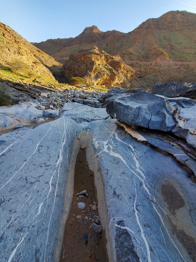 Wadi Sa al, Oman stock image. Image of rock, water, badlands - 241080861