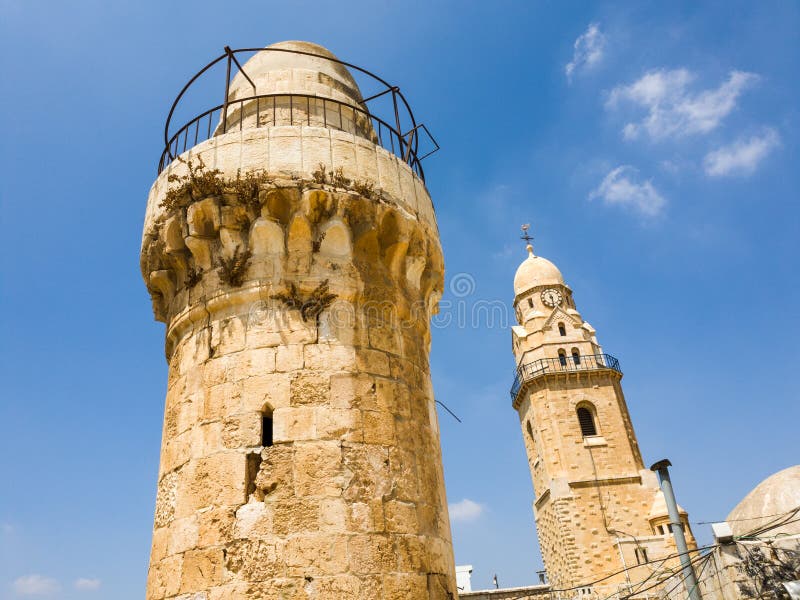 Ancient Towers in Jerusalem Old Town, Israel Stock Image - Image of ...