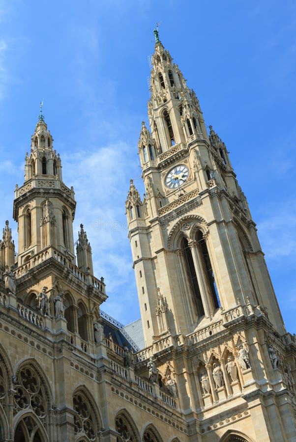 Ancient Towers of the Vienna City Hall Stock Photo - Image of monument ...