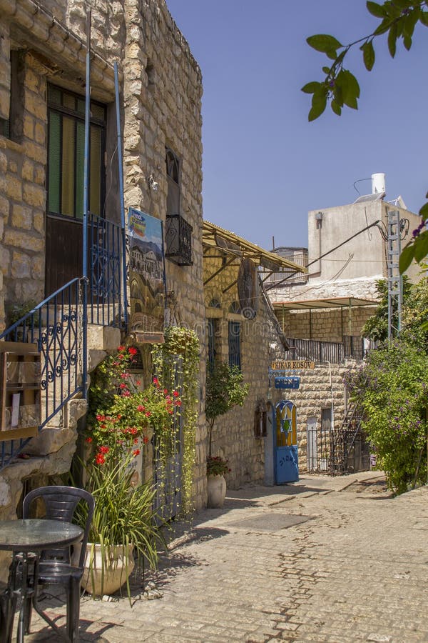 Ancient Town Sefad Street. Israel Editorial Stock Photo - Image of ...