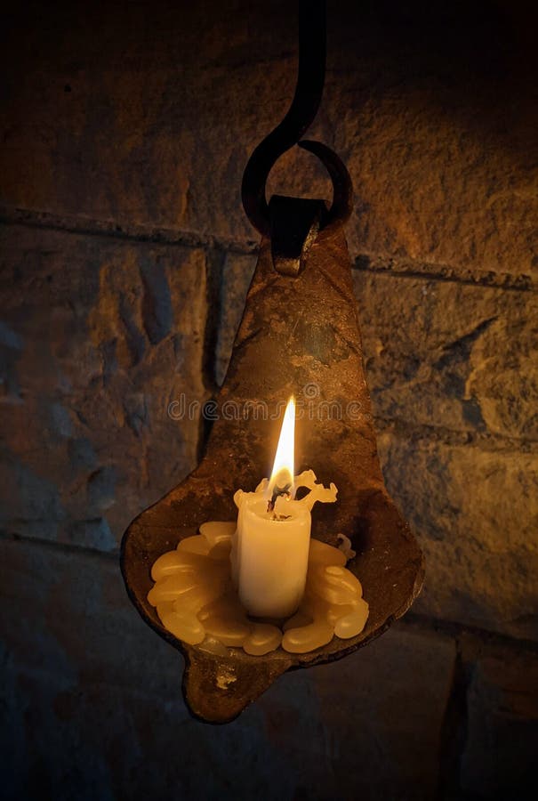 Ancient, Traditional Iron Candle Holder Stock Image - Image of dark ...