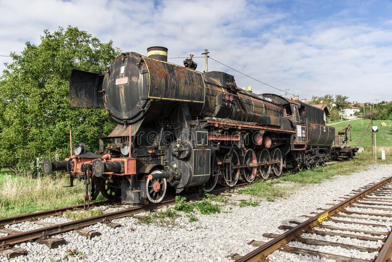 Ancient Train with a Steam Locomotive Stock Photo - Image of metal ...