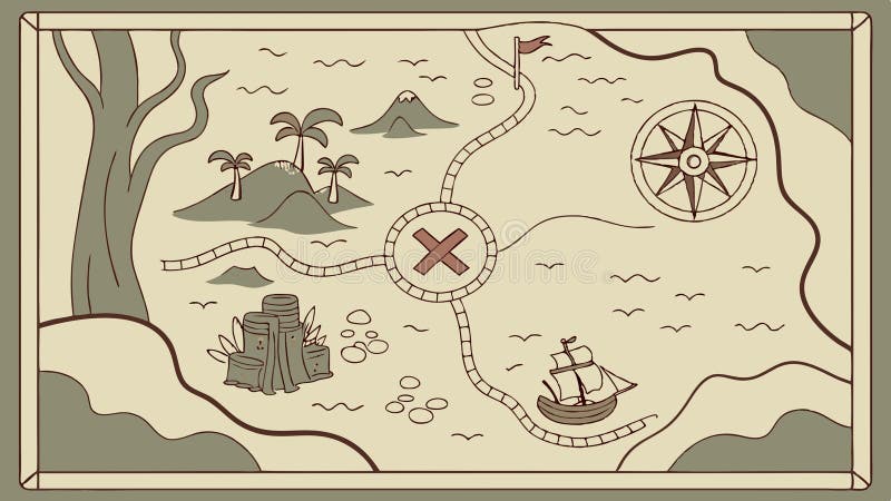 Ancient Treasure Map Compass Explorer, Vector Design Generative AI ...