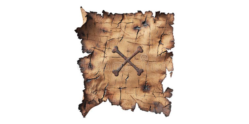 Ancient Treasure Map with Crossed Bones Isolated on Transparent ...