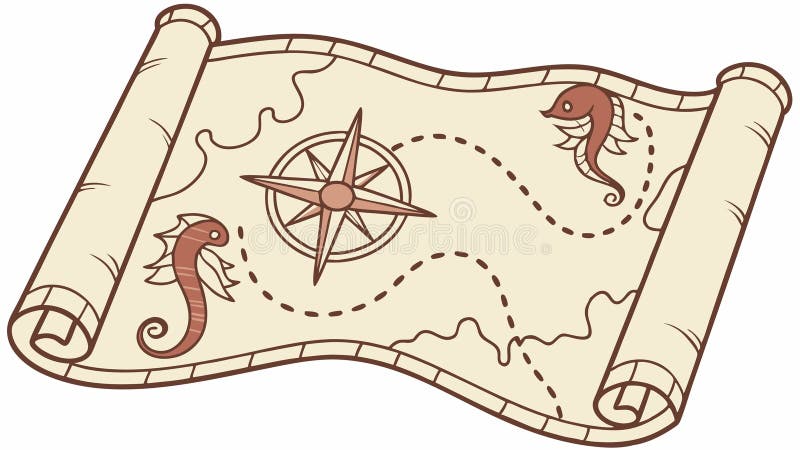 Ancient Treasure Map Scroll, Adventure and Discovery, Vector Design ...
