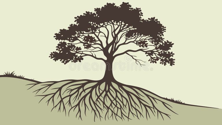 Ancient Tree with Deep Roots, Nature S Enduring Strength, Vector Design ...