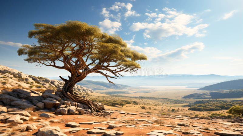 An Ancient Tree in the Desert Stock Photo - Image of tree, desert ...