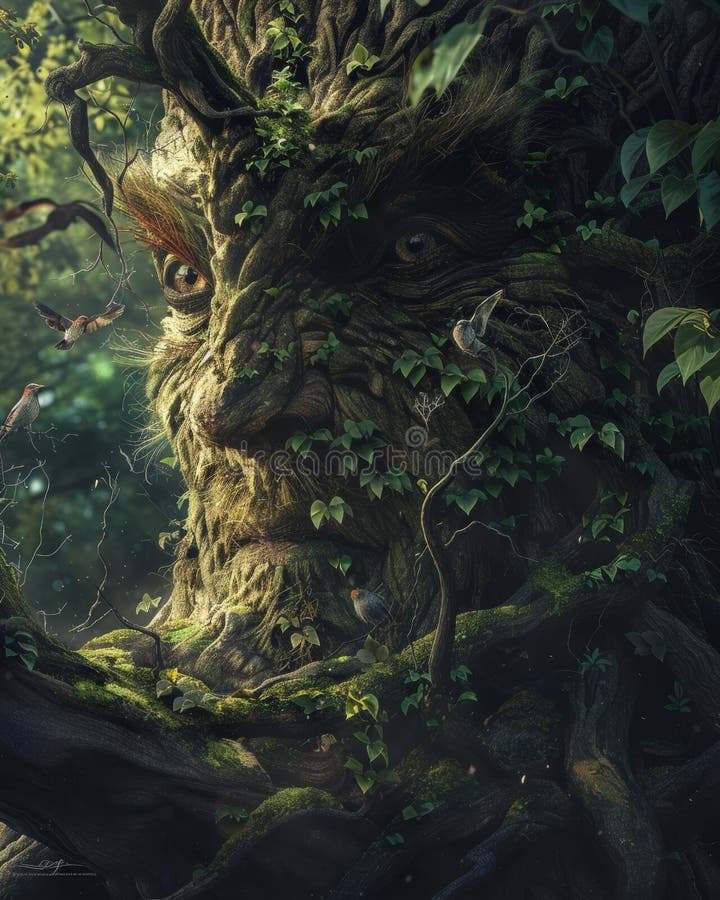 An Ancient Tree Ent Moving through the Forest Its Eyes Wise and Deep ...