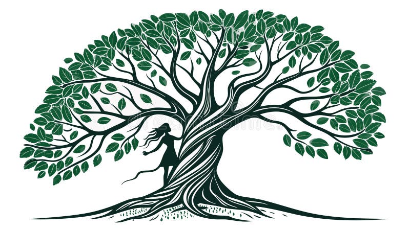 Ancient Tree with Exposed Roots, Symbol of Longevity, Vector Design ...