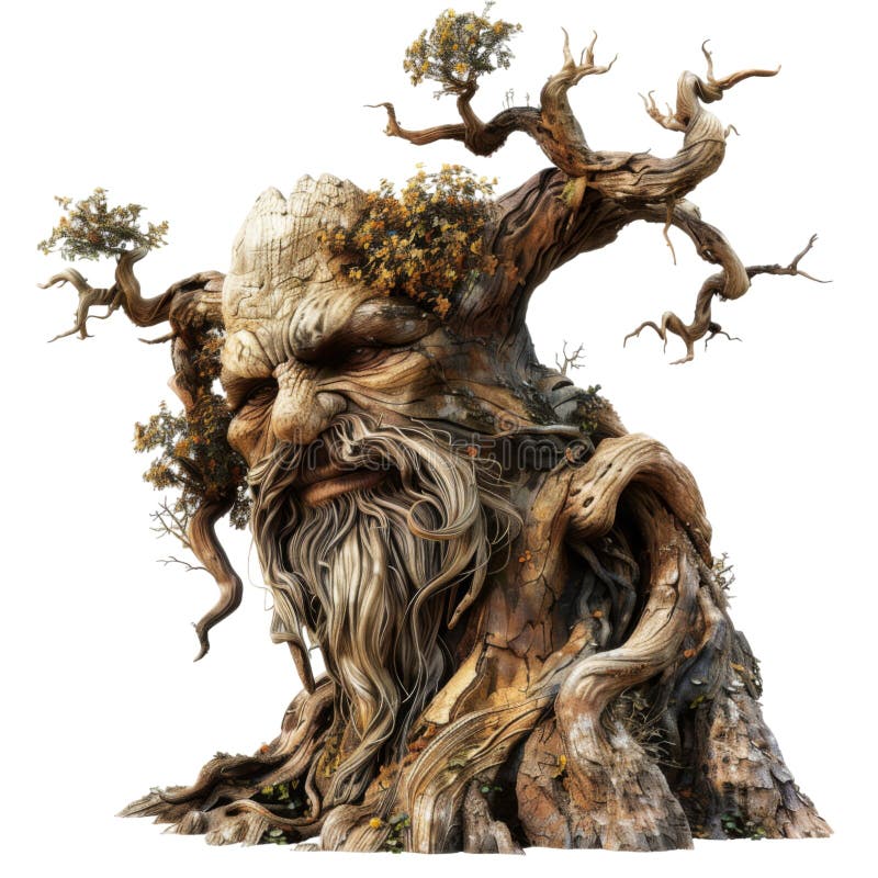 Ancient Tree with Humanoid Face and Twisted Branches Stock Illustration ...