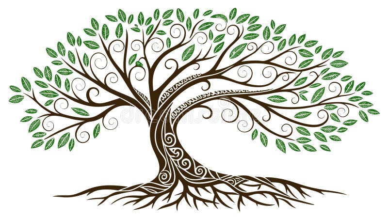 Ancient Tree of Life with Exposed Roots, Symbol of Growth, Vector ...