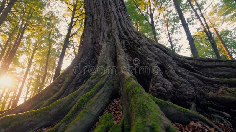 Ancient Tree with Massive Roots in a Dense Forest, Captivating Nature ...