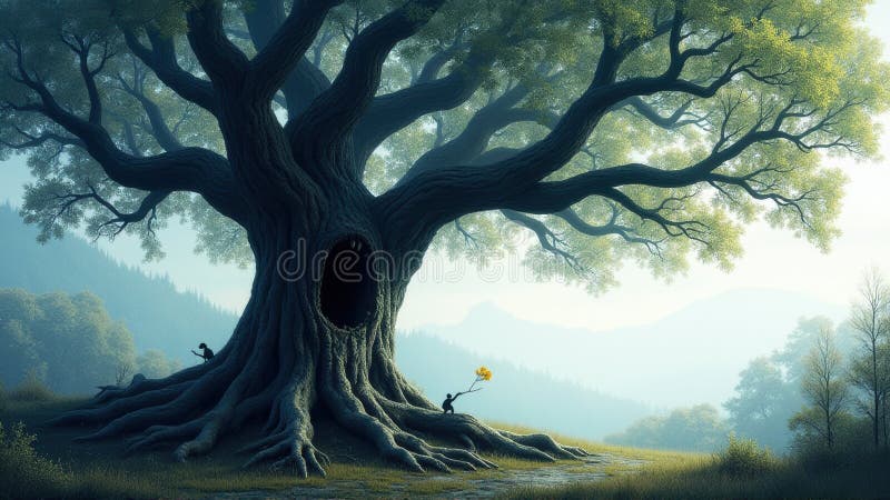 Ancient Tree with Open Mouth Stock Illustration - Illustration of open ...