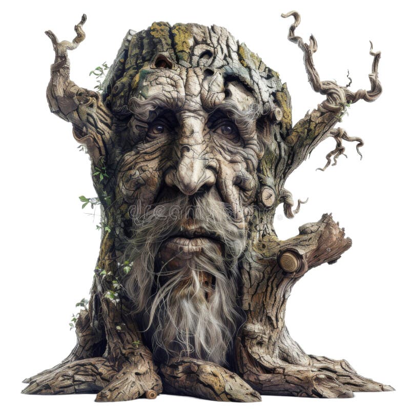 Ancient Tree Spirit with Humanoid Face Stock Illustration ...