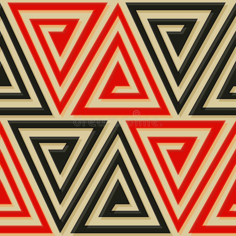 Ancient Triangle Spiral Seamless Pattern Stock Vector - Illustration of ...