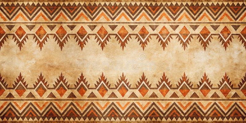 Ancient Tribal Geometric Pattern Design on Aged Parchment. Generative ...
