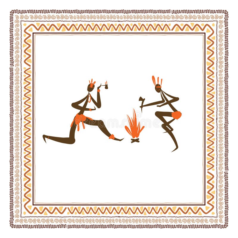 Ancient Tribal People, Ethnic Ornament Frame for Stock Vector ...
