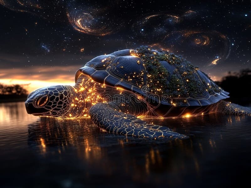 Ancient Turtle with an Abstract Image of the World on Its Shell Stock ...