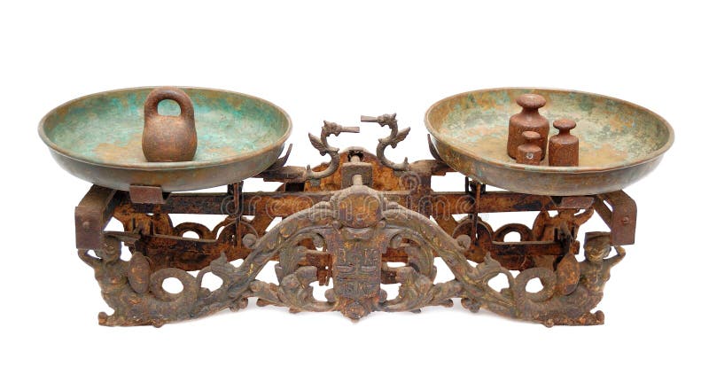 Ancient Two Pan Balance, Books and Notebook Stock Image - Image of ...