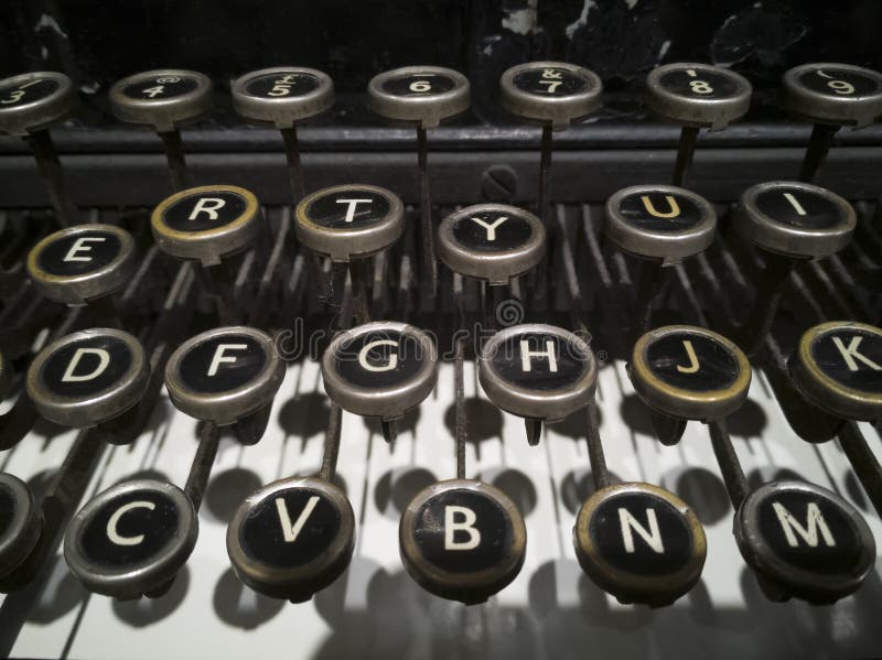 Ancient Typewriter Keys Close Up Retro Style Stock Image - Image of ...