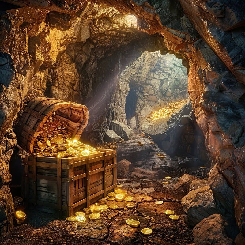 Ancient Underground Passage with Hidden Treasures Stock Illustration ...