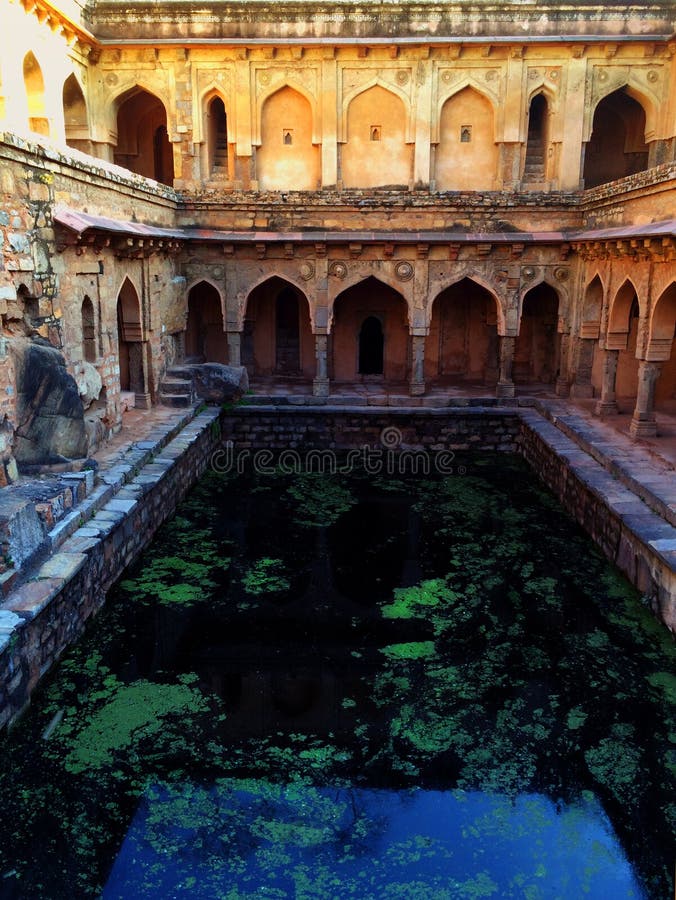 Ancient Underground Well with a Water Pool in Delhi Stock Image - Image ...
