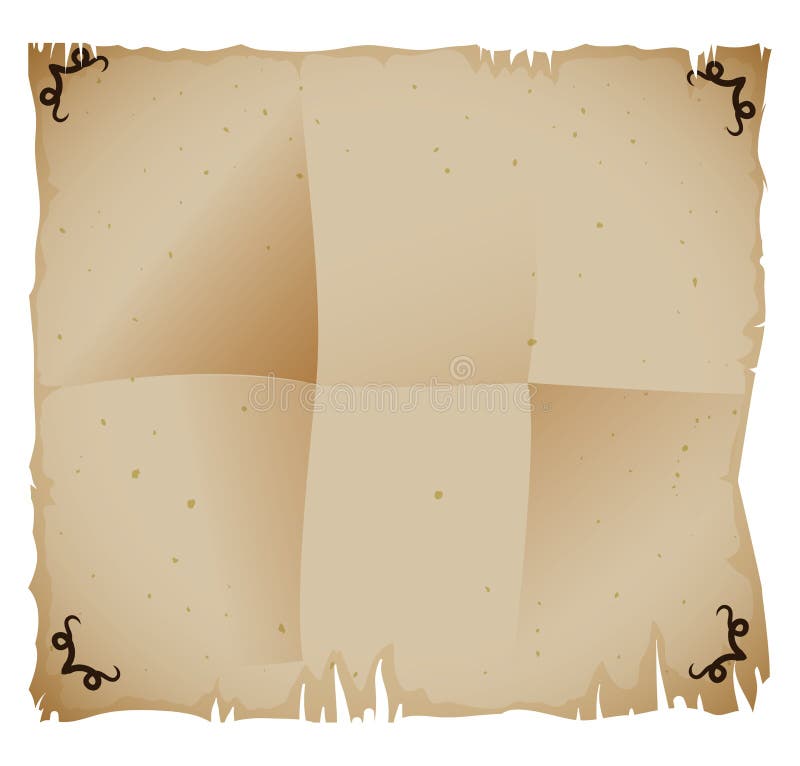 Ancient and Unfolded Scroll with Decoration in Its Corners, Vector ...