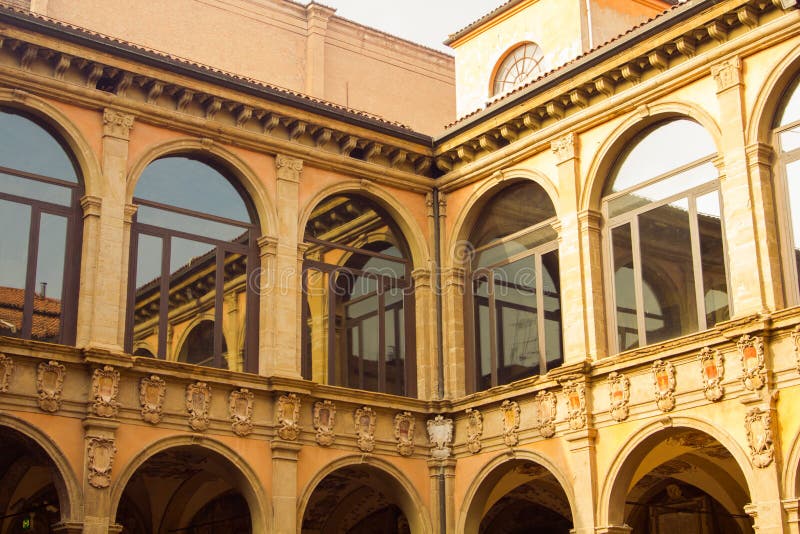 Ancient University of Bologna - Main Courtyard Stock Photo - Image of ...