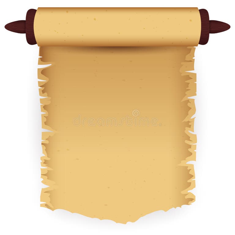 Ancient Unrolled Scroll Template with Teared Parchment Page, Vector ...